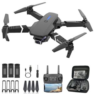 mocvoo drone with dual camera for adults beginners kids, foldable rc quadcopter, toys drone gifts, 1080p fpv video, 3 batteries, carrying case, one key start, headless mode, waypoints fly, 360° flips