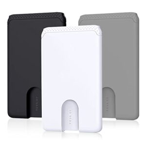 shanshui 3 pack phone card holder ultra slim phone credit card holder stick on wallet anti-lost design phone wallet pocket compatible for iphone and most smartphones - black white grey