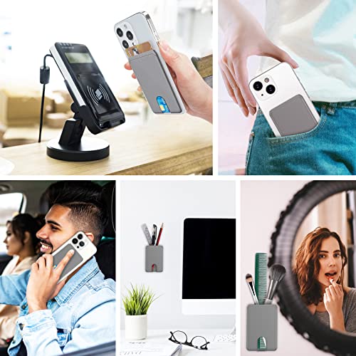 SHANSHUI 3 Pack Phone Card Holder Ultra Slim Phone Credit Card Holder Stick on Wallet Anti-Lost Design Phone Wallet Pocket Compatible for iPhone and Most Smartphones - Black White Grey