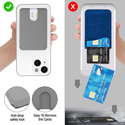 SHANSHUI 3 Pack Phone Card Holder Ultra Slim Phone Credit Card Holder Stick on Wallet Anti-Lost Design Phone Wallet Pocket Compatible for iPhone and Most Smartphones - Black White Grey