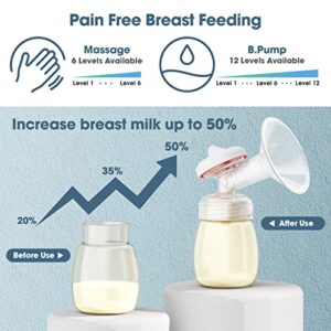 Double Electric Breast Pump for Breastfeeding Hands Free Pumping with Touchscreen LCD Display 12 Levels Hospital Grade Super Quiet Breast Milk Extractor,1 Wearable Nursing Bras & 2 PP Nursing Bottle