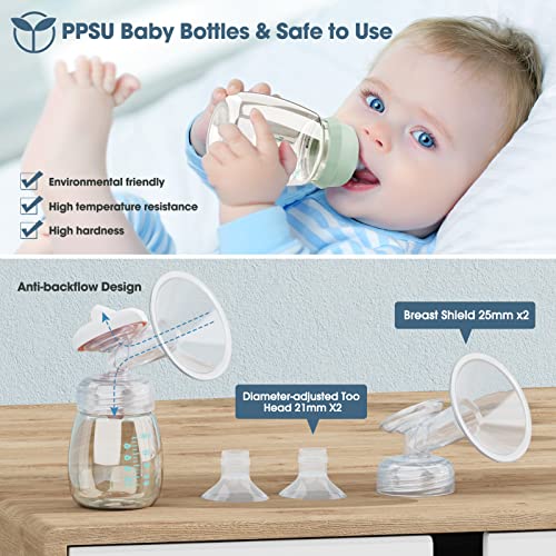 Double Electric Breast Pump for Breastfeeding Hands Free Pumping with Touchscreen LCD Display 12 Levels Hospital Grade Super Quiet Breast Milk Extractor,1 Wearable Nursing Bras & 2 PP Nursing Bottle