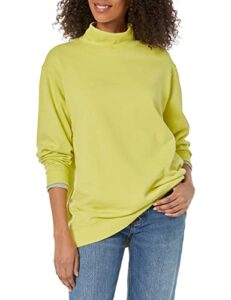 gap womens fleece mockneck tunic shirt, phosphorus, large us