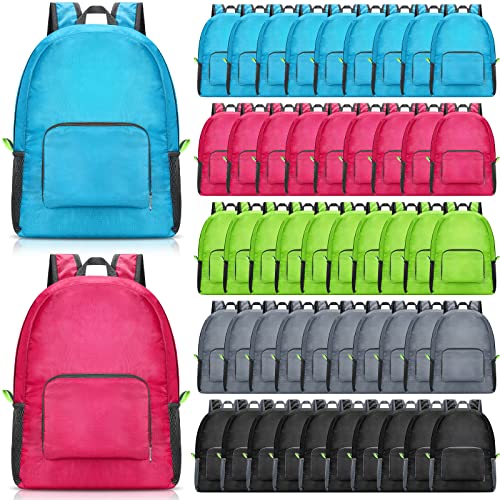 Eccliy 50 Pack Backpacks in Bulk 17 Inches Back Pack for Boys Girls Basic Backpack Lightweight Student Outdoor Travel School Bookbags (5 Colors)