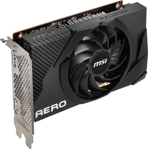 MSI Gaming Radeon RX 6400 64-bit 4GB GDDR6 DP/HDMI PCIe 4 Torx Single Fan FreeSync DirectX 12 VR Ready ITX OC Graphics Card (RX 6400 AERO ITX 4G)