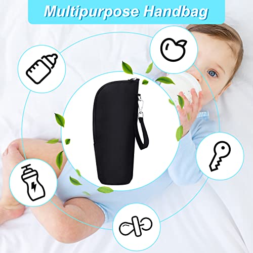 Chunful 3 Pieces Insulated Baby Bottle Bags Breastmilk Cooler Waterproof Baby Bottle Bag Portable Thermal Bottle Bag Travel Baby Bottle Holder Tote (Black)