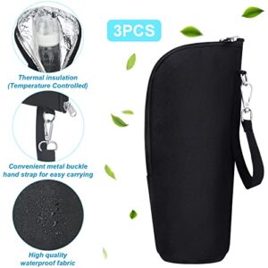 Chunful 3 Pieces Insulated Baby Bottle Bags Breastmilk Cooler Waterproof Baby Bottle Bag Portable Thermal Bottle Bag Travel Baby Bottle Holder Tote (Black)