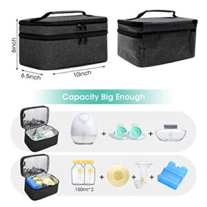 Breast Pump Bag Compatible with Willow and Elvie Breast Pump for Working Moms, Carrying Breast Pump Storage Bag with 2 Compartments for Wearable Breast Pump and Accessories（Black）