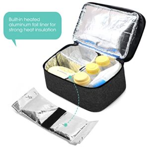 Breast Pump Bag Compatible with Willow and Elvie Breast Pump for Working Moms, Carrying Breast Pump Storage Bag with 2 Compartments for Wearable Breast Pump and Accessories（Black）