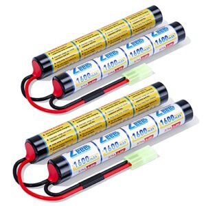 zeee 9.6v airsoft battery 1600mah nimh battery with mini tamiya plug high power rc battery for airsoft guns(2 pack)