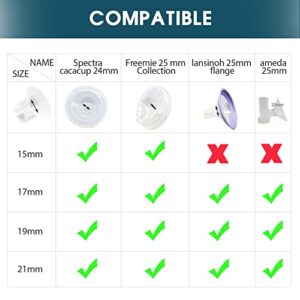 Begical Clear Flange Inserts 17mm for Freemie 25mm Collection Cup/Spectra cacacup 24mm/lansinoh&Ameda 25mm Breast pumpShields/Flanges. Reduce Nipple Tunnel Down to 17mm