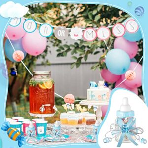 48 Pcs Baby Shower Bottles Baby Shower Mini Milk Bottle Baby Bottles Mini Baby Bottles for Baby Shower Plastic Bear Candy Box Bottles with Ribbon for Baby Shower Favor Gift Decor (Blue)