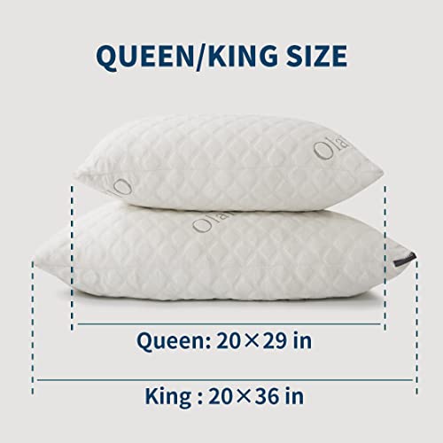 Olaftin Shredded Memory Foam Pillows 2 Pack Queen Size Cooling Support Bed Pillows for Sleeping Adjustable Pillow