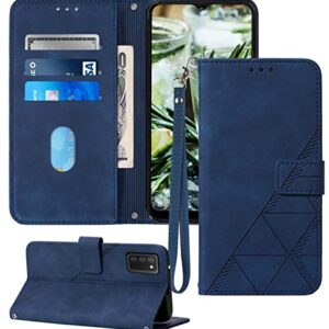 A03s Case Wallet,for Galaxy A03s Case,[Kickstand][Wrist Strap][Card Holder Slots] TPU Interior Protective for Samsung A03s Case,PU Leather Folio Flip Cover for Samsung Galaxy A03s Case (Blue)