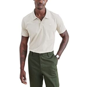 dockers men's short sleeve perfect performance polo (regular and big & tall), sahara khaki, large