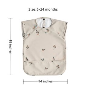 GZMM Waterproof Baby Bibs,Infant Toddler Extra Cover Feeding Bib With Food Catcher,Easy Clean & Washable