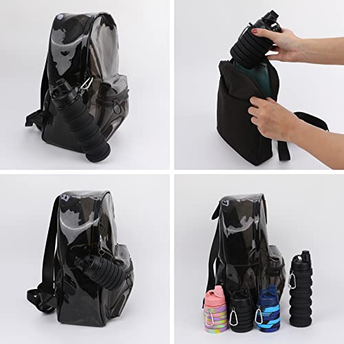 MAKERSLAND Collapsible Water Bottle for Adults, Boys, Students, Kids, Reusable Silicone Foldable Water Bottles for Travel Camping Hiking, Portable Sports Water Bottle, Black