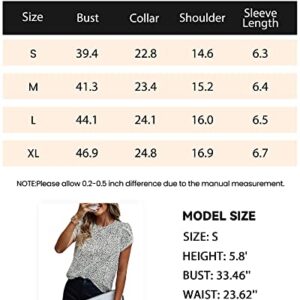 PRETTYGARDEN Women’s Shirts Summer Casual Crewneck Lace Crochet Short Sleeve Blouses Cute Floral Print Loose Tunic Tops(Large,Dot Black White)