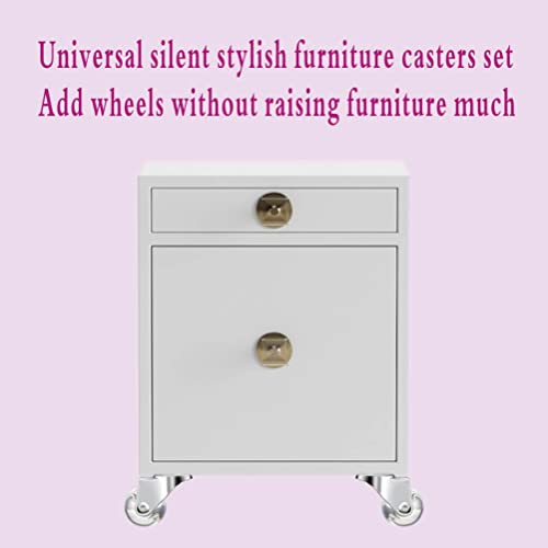 JGJC Caster Wheels 1.5 inch (d=1-3/8", h=2"), Furniture Small Casters Set of 4, Polyurethane Swivel Castor Wheels for Furniture, Cabinet, Clear Wheels Square Plate (1-5/8"×1-5/8"), Load 360 lbs