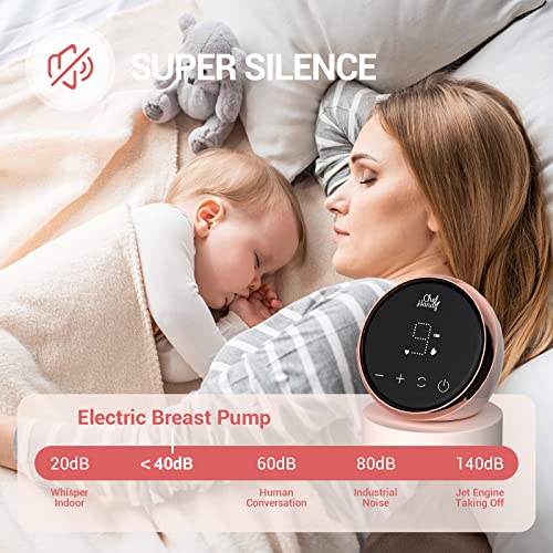 Electric Breast Pump, Portable Breast Pump with 2 Modes 9 Levels, Double Electric Breast Pump with 24mm 27mm Massage Flanges, Strong Suction hands free breast pump, come with 4 Breastmilk Storage Bags