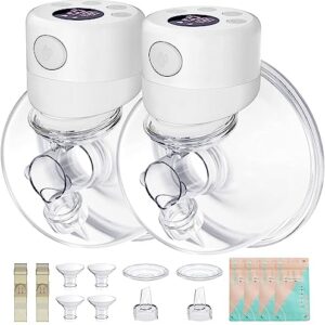 XIMYRA Breast Pumps, Double Wearable Breast Pump, Portable Hands Free Electric Breastpump Rechargeable Milk Extractor-24mm Flange with 2-21mm Inserts,2-19mm Inserts