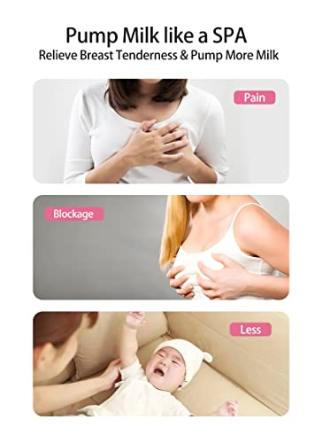 XIMYRA Breast Pumps, Double Wearable Breast Pump, Portable Hands Free Electric Breastpump Rechargeable Milk Extractor-24mm Flange with 2-21mm Inserts,2-19mm Inserts