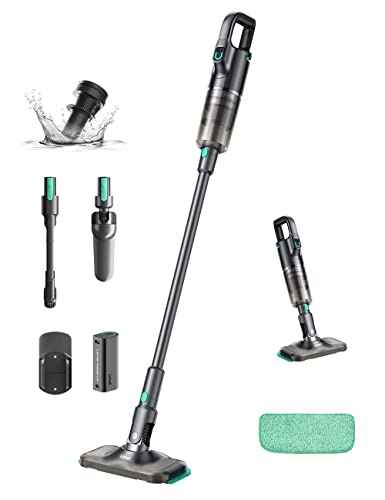 LiTHELi Cordless Vacuum Cleaner, 10000Pa/6000Pa Stick Vacuum with Mop Pad, Brushless Motor for Hard Floor, with 2 * 4Ah Swappable Battery