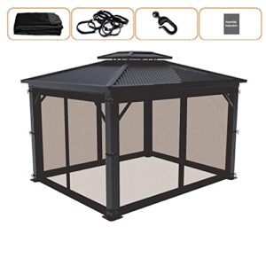 SunCula Replacement Universal Gazebo Netting 4 Panels with Zipper for Garden Patio Yard, ONLY Netting(12'x12', Black)