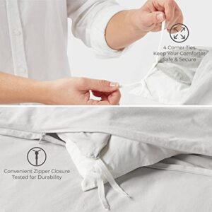 THREAD SPREAD Queen/Full Duvet Cover, 600 Thread Count Sateen 3Pc Egyptian Cotton Duvet Cover Set, 100% Pure Cotton Comforter Cover, 2 Pillow Shams, Zipper Closure, 7 Corner Ties - (Silver)