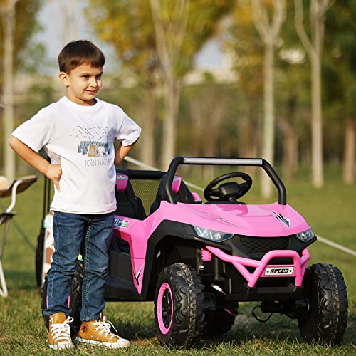 Joywhale 24V 2 Seater Kids Ride on UTV Car Powerful Electric Vehicle, with 4x75W Strong Motors, Big Battery, Easy-Drag System, 2.4G Remote Control, Soft Braking & Suspension, 2023 New Model, BW-U20