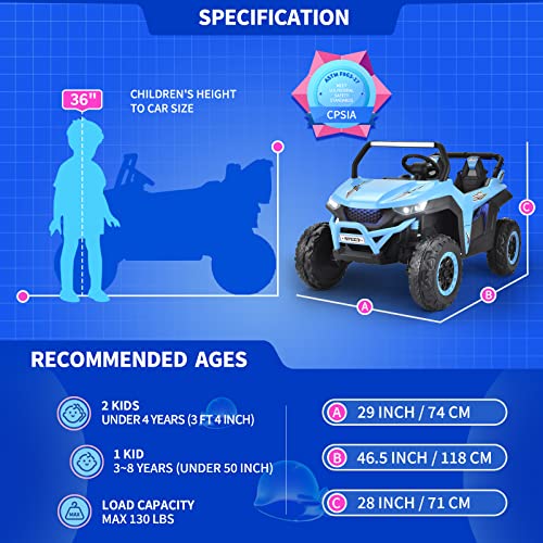 Joywhale 24V 2 Seater Kids Ride on UTV Car Powerful Electric Vehicle, with 4x75W Strong Motors, Big Battery, Easy-Drag System, 2.4G Remote Control, Soft Braking & Suspension, 2023 New Model, BW-U20