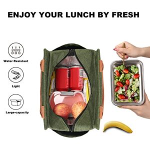 Joymee Lunch Bag Women Insulated Lunch Box Reusable Durable Leakproof Large Spacious Cooler Tote for Womens Mens Adults with Bottle Holder and Side Pockets for Work Office Travel Picnic - Green