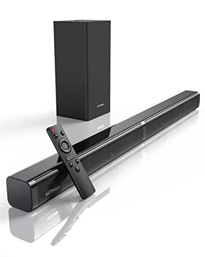 ULTIMEA Sound Bars for TV with Subwoofer Deep Bass, 2.1 TV Sound Bar, 5 EQ/Voice Clear, Bluetooth Soundbar for TV Speakers Surround Sound, TV Soundbar for PC Works w/Optical/AUX/USB, Mountable-110dB