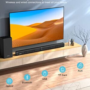 ULTIMEA Sound Bars for TV with Subwoofer Deep Bass, 2.1 TV Sound Bar, 5 EQ/Voice Clear, Bluetooth Soundbar for TV Speakers Surround Sound, TV Soundbar for PC Works w/Optical/AUX/USB, Mountable-110dB