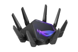 asus rog rapture gt-axe16000 quad-band wifi 6e extendable gaming router, 6ghz band, dual 10g ports, 2.5g wan port, asus rangeboost plus, triple-level game acceleration, vpn fusion, aimesh compatible