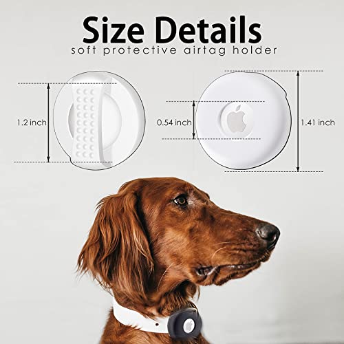 Airtag Dog Collar Holder (2 Pack) with Buffering Dots, Waterproof Pet Collar Case for Apple Air Tag GPS Tracker, Air Itag Holder Cover,Fits Most Collars (White/Blue) …