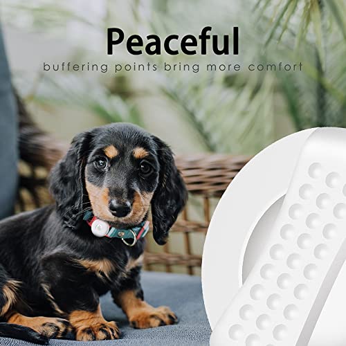 Airtag Dog Collar Holder (2 Pack) with Buffering Dots, Waterproof Pet Collar Case for Apple Air Tag GPS Tracker, Air Itag Holder Cover,Fits Most Collars (White/Blue) …