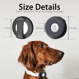 Airtag Dog Collar Holder (2 Pack) with Buffering Dots, Waterproof Pet Collar Case for Apple Air Tag GPS Tracker, Air Itag Holder Cover,Fits Most Collars (Black) …