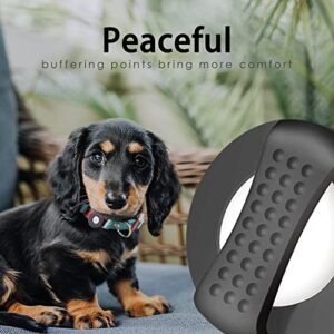 Airtag Dog Collar Holder (2 Pack) with Buffering Dots, Waterproof Pet Collar Case for Apple Air Tag GPS Tracker, Air Itag Holder Cover,Fits Most Collars (Black) …