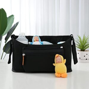 GOGOSO Baby Stroller Diaper Organizer Bag with Insulated Pocket, Universal Fit Most Strollers, Space for Diapers, Wipes & Toys, Black