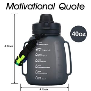 TakeToday Collapsible Water Bottles 40 OZ Motivational Water Bottle with Straw and Paracord Handle Silicone Sports Water Jug with Times Leakproof Large Water Bottle for Yoga Camping Outdoors