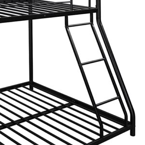 HUAYICUN Bunk Bed Twin Over Full Size with Ladder, Twin Over Full Bunk Bed and Full-Length Guardrail, No Box Spring Needed, Noise Free