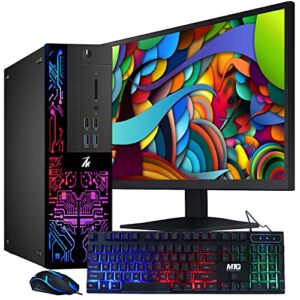 computer desktop pc, intel core i5-6500, techmagnet siwa 6, 16gb ram, 240gb ssd (fast boot), 1tb hdd, rgb keyboard mouse, wifi, 22 inch monitor, windows 10 professional (renewed)