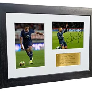 12x8 A4 Kylian Mbappé PSG Paris Saint-Germain Autographed Signed Photo Photograph Picture Frame Football Soccer Poster Gift