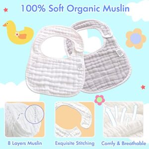 Bibs Baby Muslin Bibs unisex-Baby Drool Bibs Lap-shoulder Drool Cloths Adjustable Multi-Use Scarf Bibs 8-Layer 100% Organic Cotton With Super Absorbent& Soft Drooling Bibs Breathable for Boys Girls