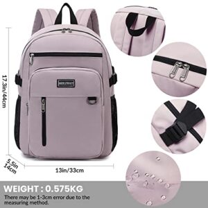 MIRLEWAIY Casual Laptop Daypack Girls Travel Backpack Lightweight School Bookbag Work Bag For High School student water-resistent, Pink Purple