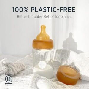 HEVEA Wide Neck Baby Bottle Nipple - Medium Flow Glass Bottle Nipple for Babies and Toddlers - Single-Pack - 100% Natural Rubber 3+ Months