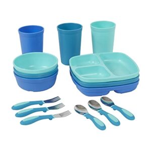 ECR4Kids My First Meal Pal Combo Set, Children's Tableware, Tropical, 15-Piece