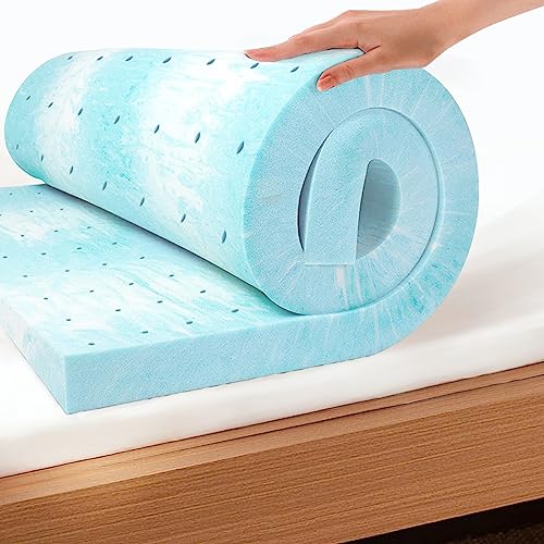 EGO Topper 2 Inch Queen Memory Foam Mattress Topper, Cooling Gel Foam Mattress Topper for Pressure Relief, Ventilated Design Bed Topper in a Box, CertiPUR-US Certified, 60"×80", Medium