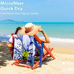 2 Pack Microfiber Oversized Lightweight Beach Towel 71"x32" XL Extra Large Thin Sand Free Towels Travel Swim Pool Yoga Gym Camping for Adults Women Men Beach Essentials Accessories Vacation Gift